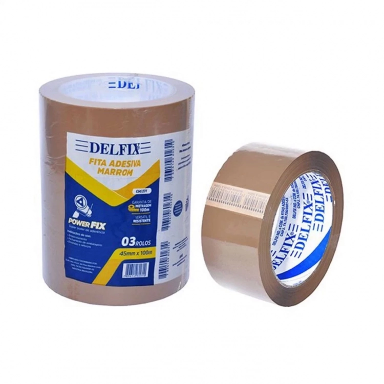 Microl : Fita Adesiva 45mmx100m Marrom Delfix Pacote com 3 Unidades